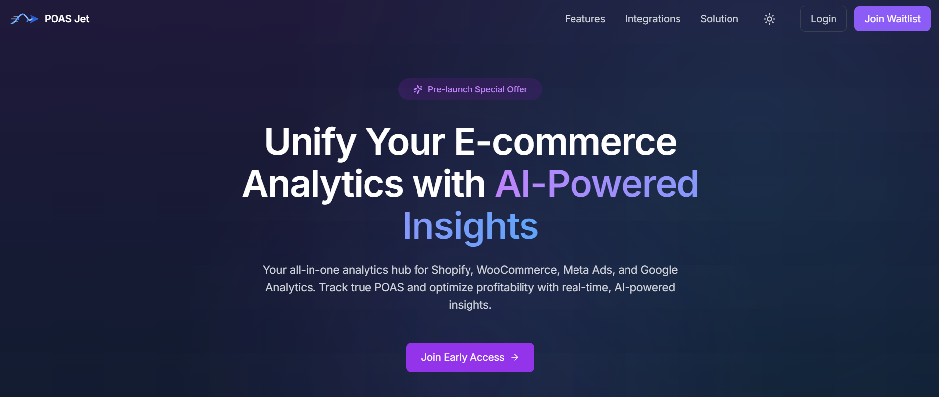 POAS Jet | AI-Powered E-commerce Analytics Platform